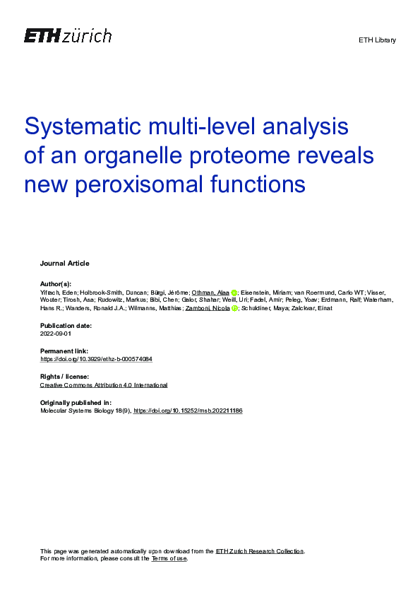(PDF) Systematic multi-level analysis of an organelle proteome reveals ...
