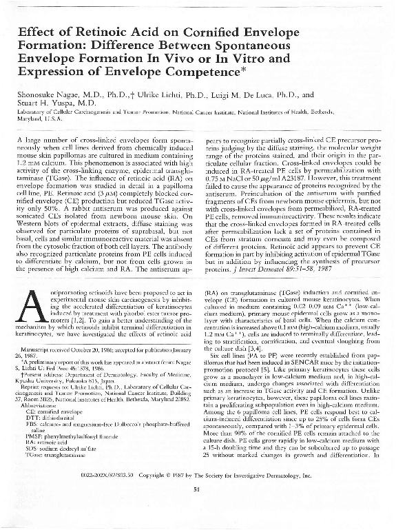 (PDF) Effect of Retinoic Acid on Cornified Envelope Formation ...