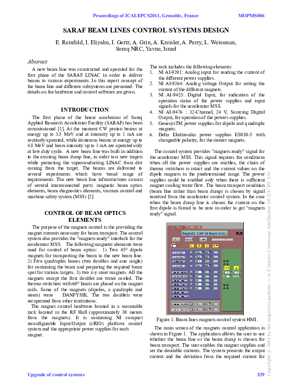 (PDF) Saraf Beam Lines Control Systems Design