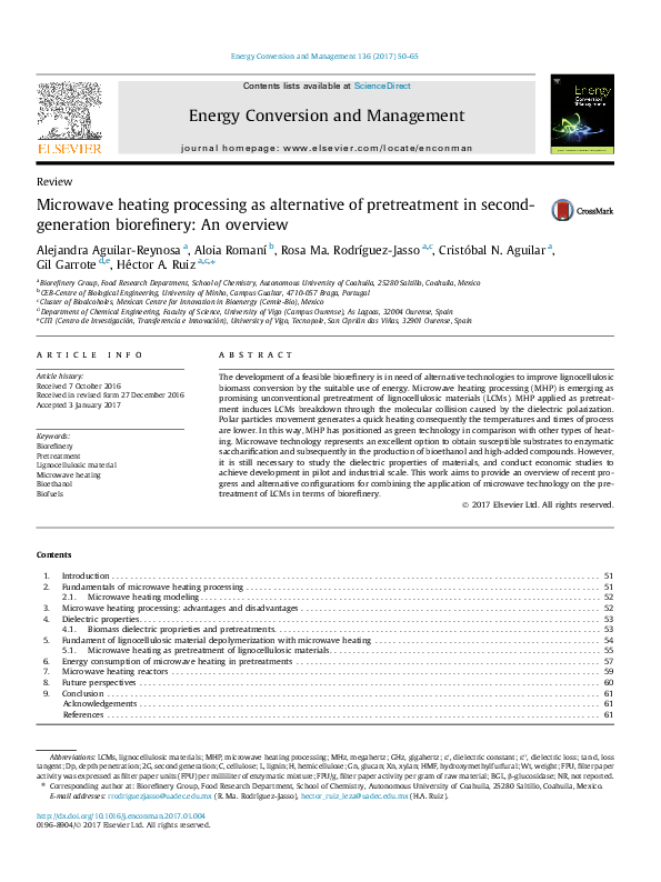 (PDF) Microwave Processing in Biorefinery Pretreatment