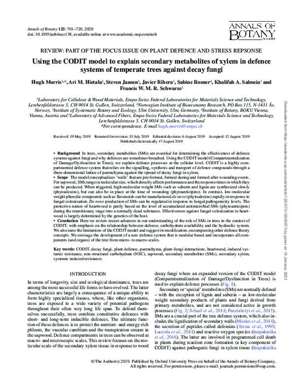 (PDF) Using the CODIT model to explain secondary metabolites of xylem ...