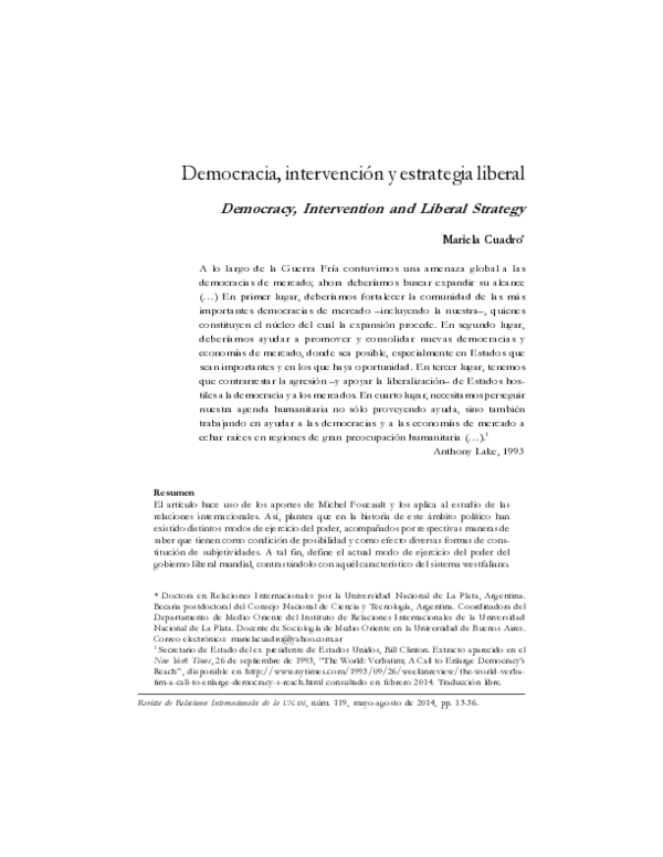 (PDF) Democracy, Intervention and Liberal Strategy