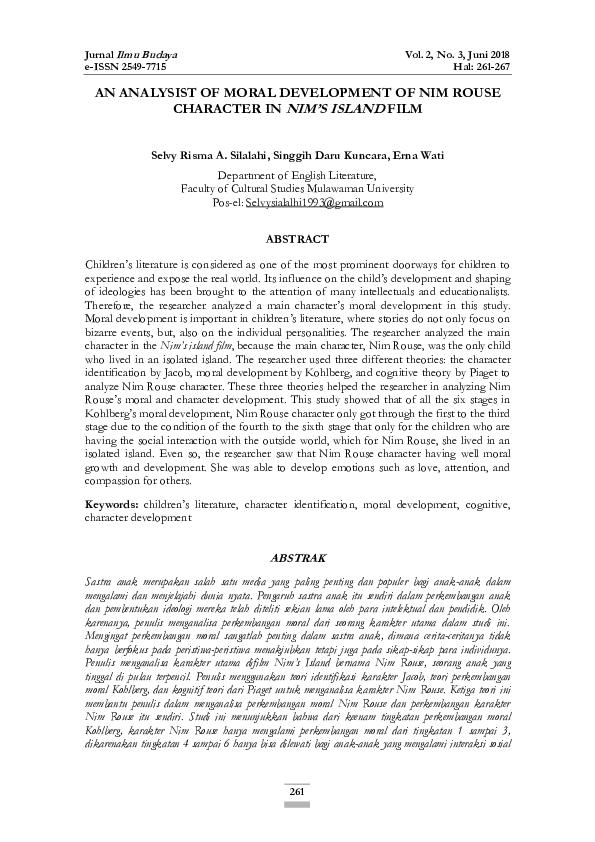(PDF) An Analysis of Moral Development of Nim Rouse's Character in Nim ...
