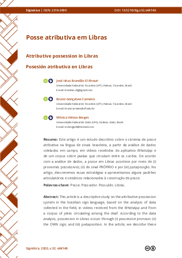 (PDF) Posse atributiva em libras