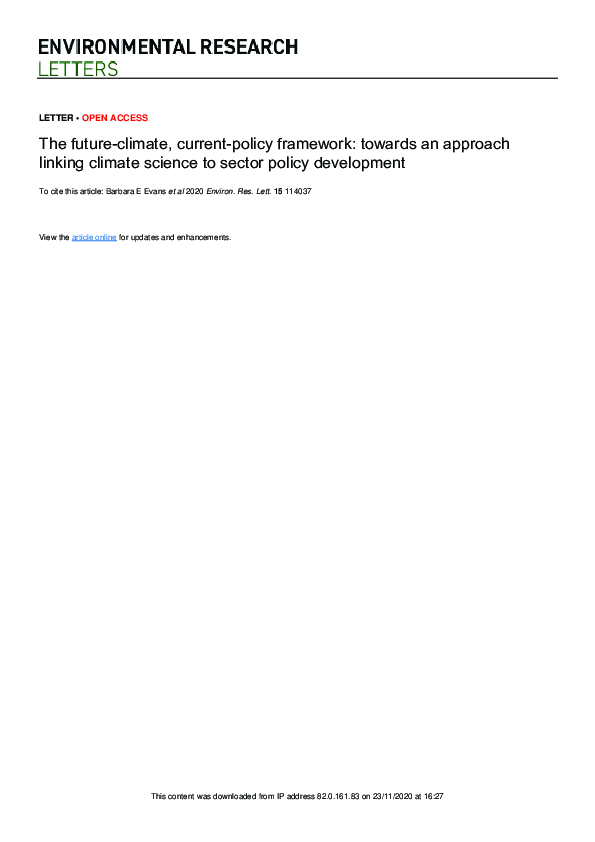 (PDF) The future-climate, current-policy framework: towards an approach ...