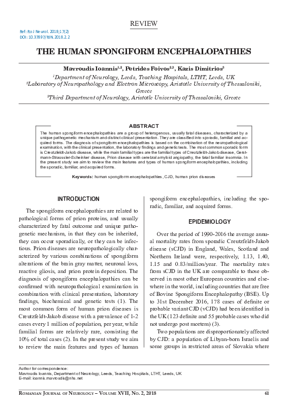 (PDF) The human spongiform encephalopathies