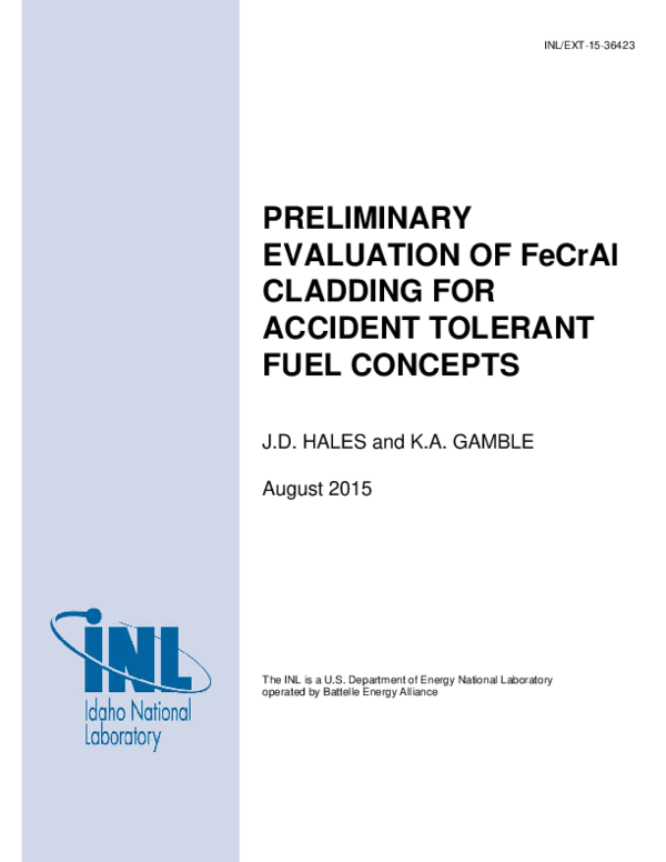 (PDF) Preliminary Evaluation of FeCrAl Cladding for Accident Tolerant ...