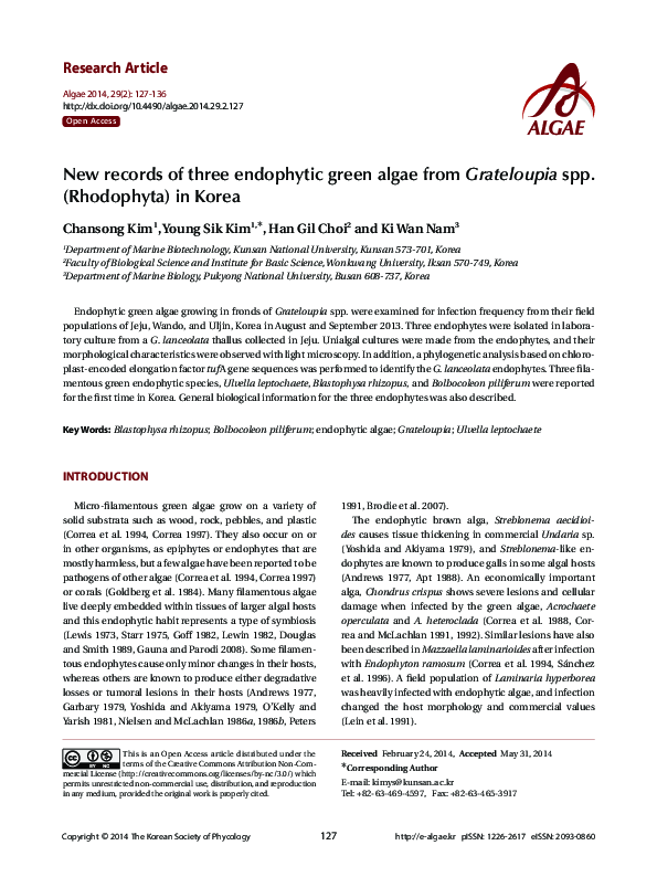 (PDF) New records of three endophytic green algae from Grateloupia spp ...