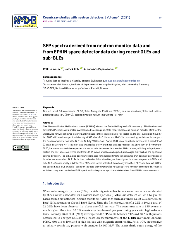 (PDF) SEP spectra derived from neutron monitor data and from EPHIN ...