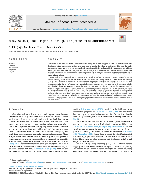 (PDF) A review on spatial, temporal and magnitude prediction of ...