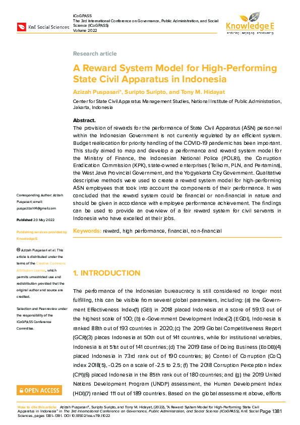 (PDF) A Reward System Model for High-Performing State Civil Apparatus ...