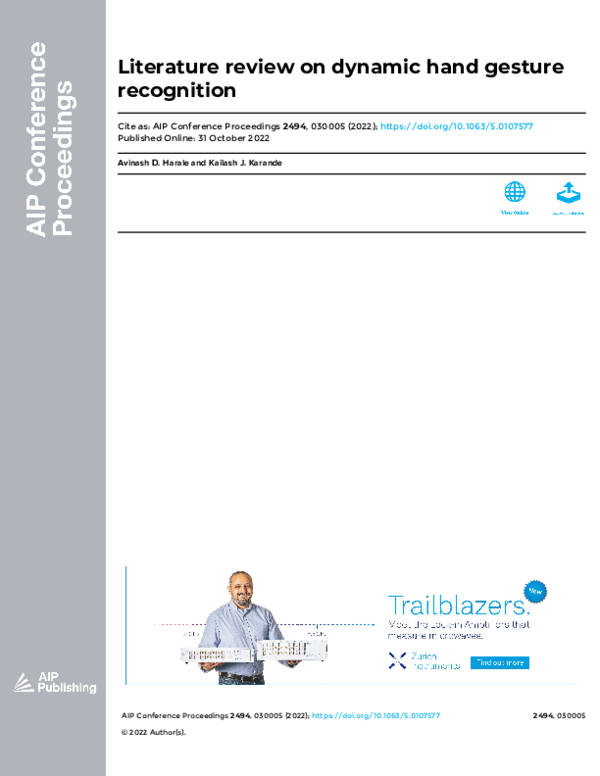 (PDF) Literature review on dynamic hand gesture recognition