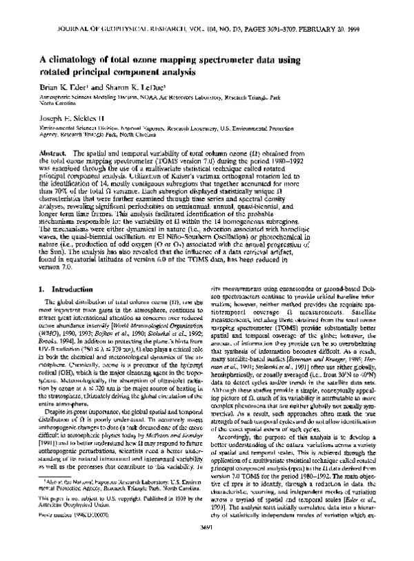 (PDF) A climatology of total ozone mapping spectrometer data using rotated principal component ...