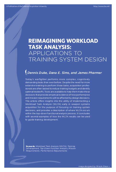 (PDF) Reimagining Workload Task Analysis: Applications to Training System Design