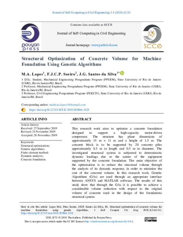 (PDF) Structural Optimization of Concrete Volume for Machine Foundation Using Genetic Algorithms