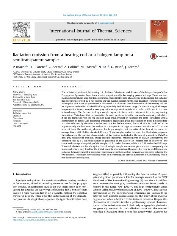 (PDF) Radiation emission from a heating coil or a halogen lamp on a ...