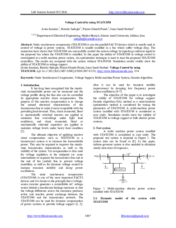 (PDF) Voltage Control by using STATCOM