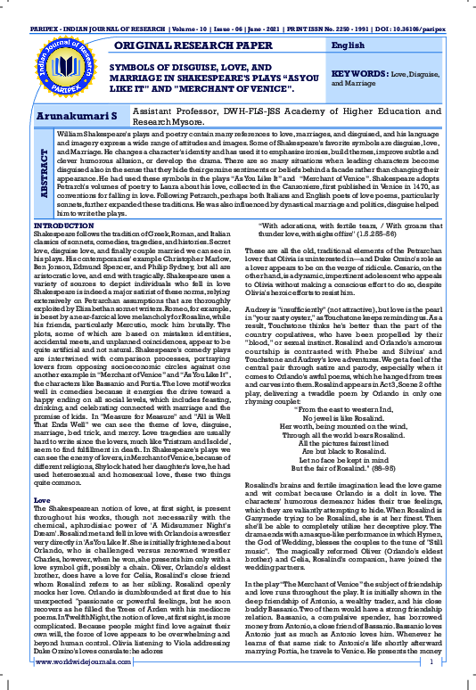 (PDF) Symbols of disguise love and marriage | arunakumari s - Academia.edu