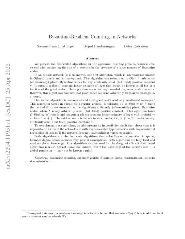 (PDF) Byzantine-Resilient Counting in Networks