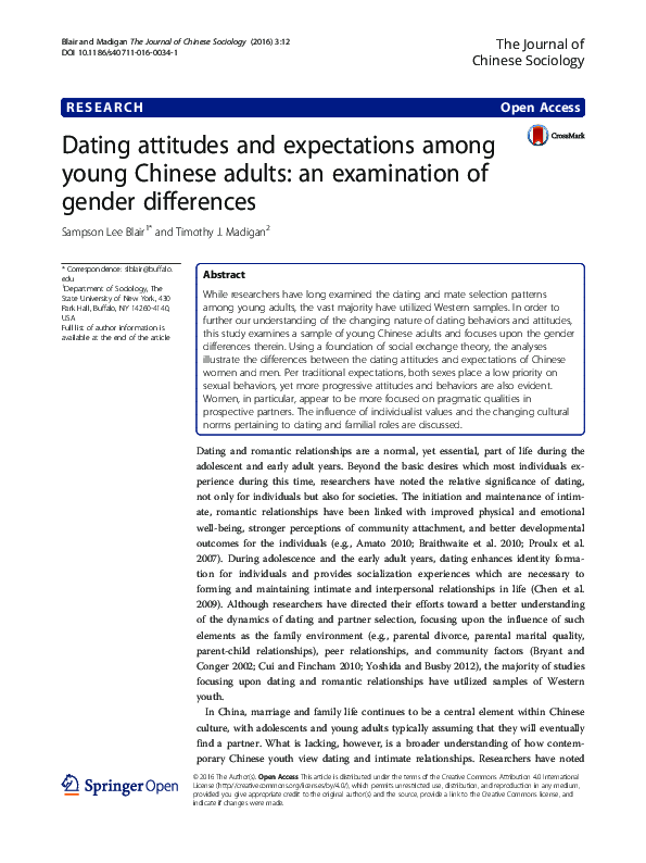 (PDF) Dating attitudes and expectations among young Chinese adults: an ...