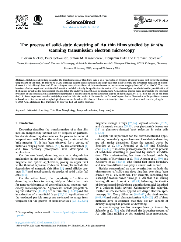 (PDF) The process of solid-state dewetting of Au thin films studied by ...