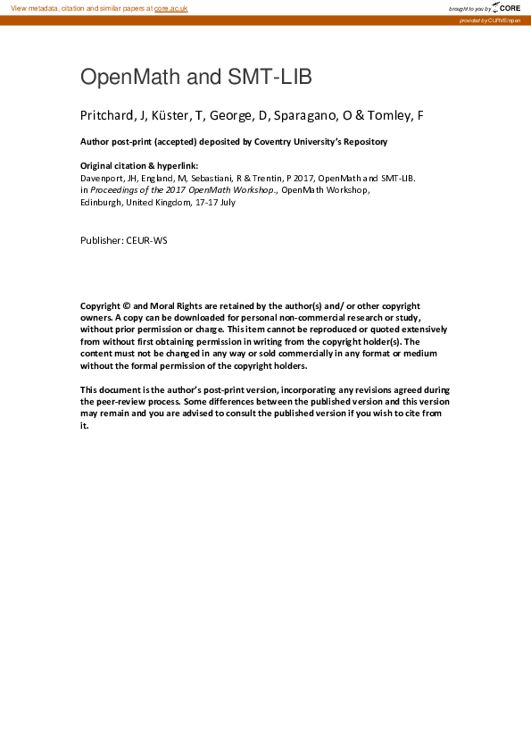 (PDF) OpenMath and SMT-LIB