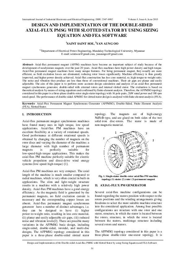 (PDF) Design and Implementation of the Double-Sided Axial-Flux PMSG with Slotted Stator by Using ...