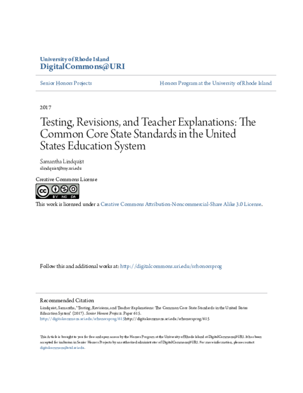 (PDF) Testing, Revisions, and Teacher Explanations: The Common Core ...