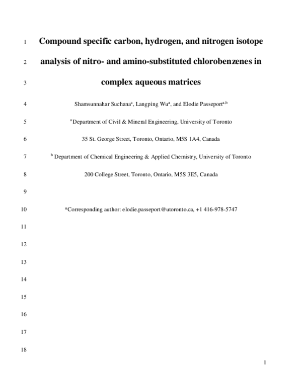 (PDF) Compound specific carbon, hydrogen, and nitrogen isotope analysis of nitro- and amino ...