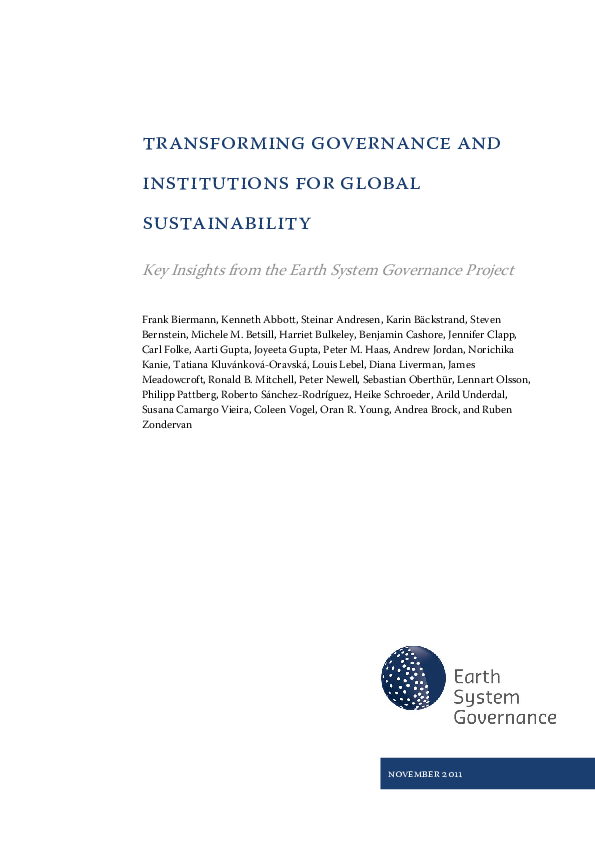 (PDF) Transforming governance and institutions for global ...