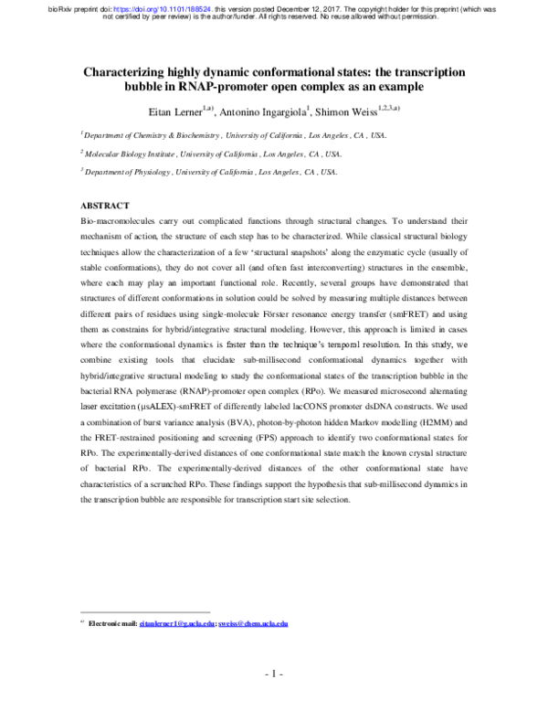 (PDF) Characterizing highly dynamic conformational states: the ...