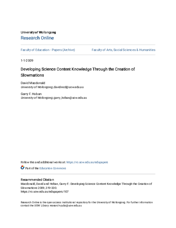 (PDF) Developing Science Content Knowledge Through the Creation of ...