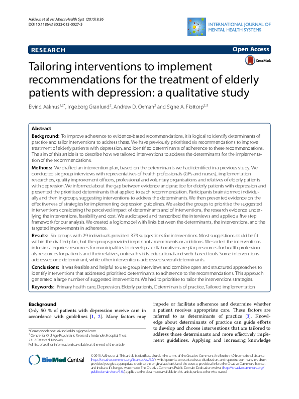 (PDF) Tailoring interventions to implement recommendations for the ...