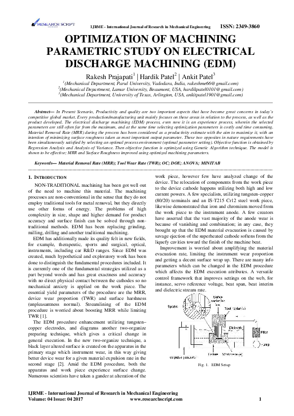 (PDF) IJRME-International Journal of Research in Mechanical Engineering OPTIMIZATION OF ...