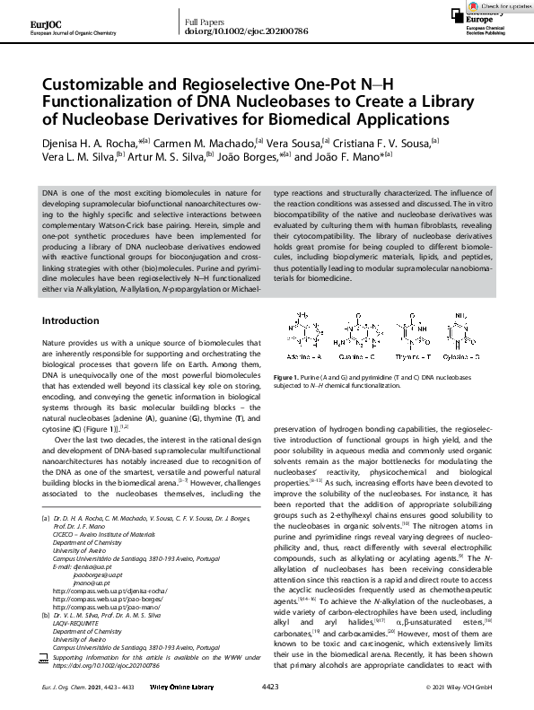 (PDF) Customizable and Regioselective One‐Pot N−H Functionalization of ...