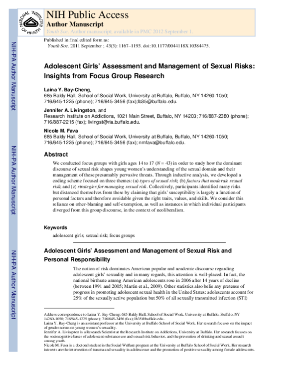 (PDF) Adolescent Girls’ Assessment and Management of Sexual Risks