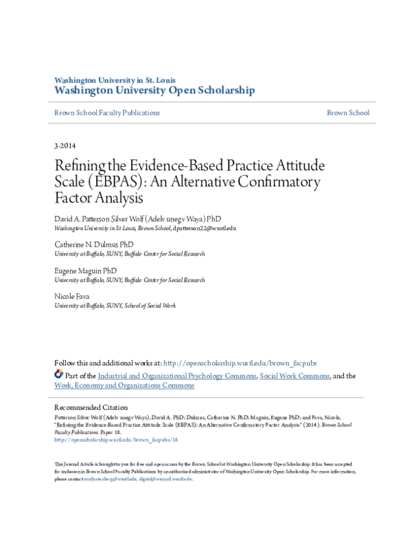 (PDF) Refining the Evidence-Based Practice Attitude Scale: An Alternative Confirmatory Factor ...