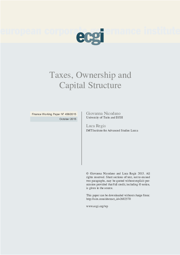 Taxes, Ownership and Capital Structure