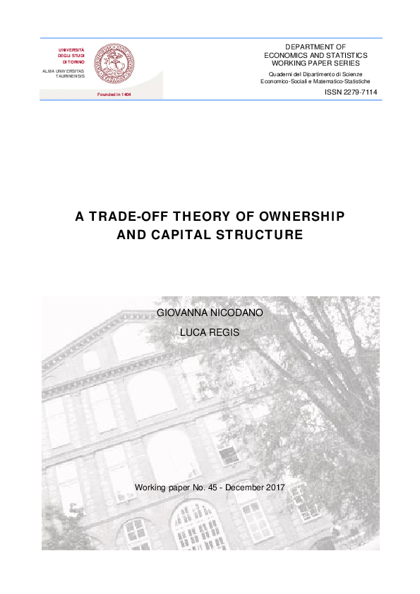 (PDF) A trade-off theory of ownership and capital structure