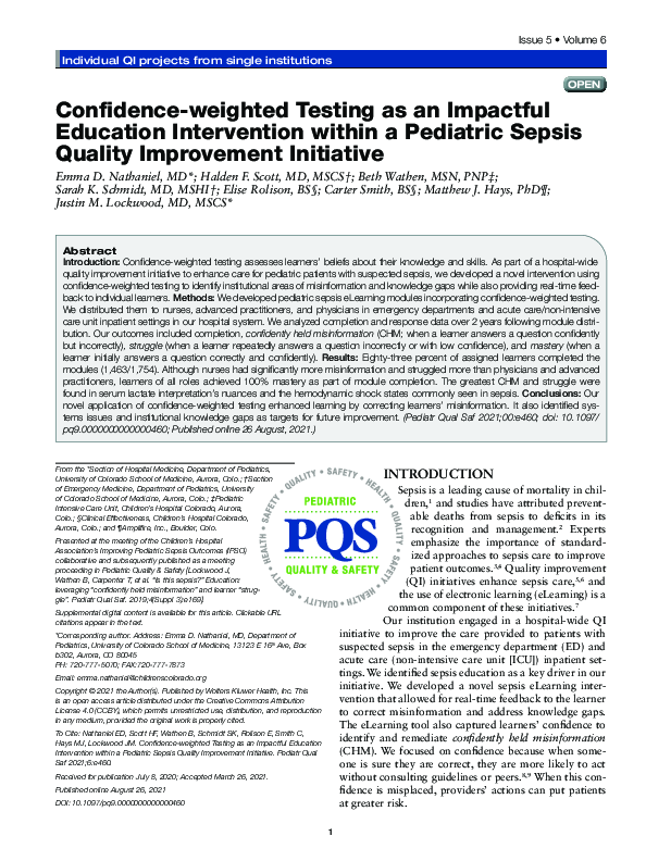 (PDF) Confidence-weighted Testing as an Impactful Education ...