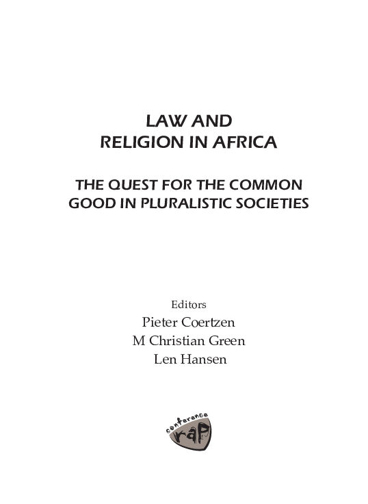 (PDF) Law and Religion in Africa–The Quest for the Common Good in ...