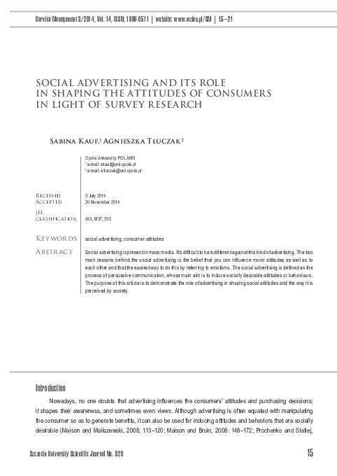 (PDF) Social Advertising and its Role in Shaping the Attitudes of ...