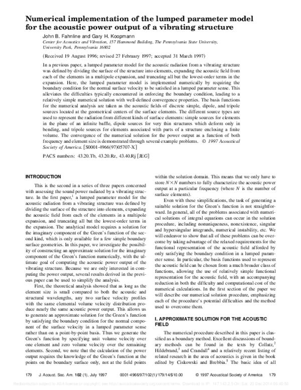 (PDF) Numerical implementation of the lumped parameter model for the ... (PDF) Numerical implementation of the lumped parameter model for the ...