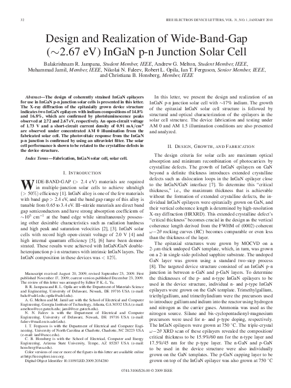 (PDF) Design and Realization of Wide-Band-Gap ($\sim$2.67 eV) InGaN p-n ...