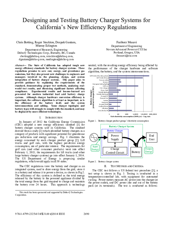 (PDF) Designing and testing battery charger systems for California's ...