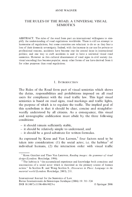 (PDF) The rules of the road, a universal visual semiotics