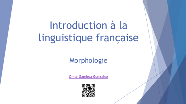 (PDF) Introduction à la morphologie du français I