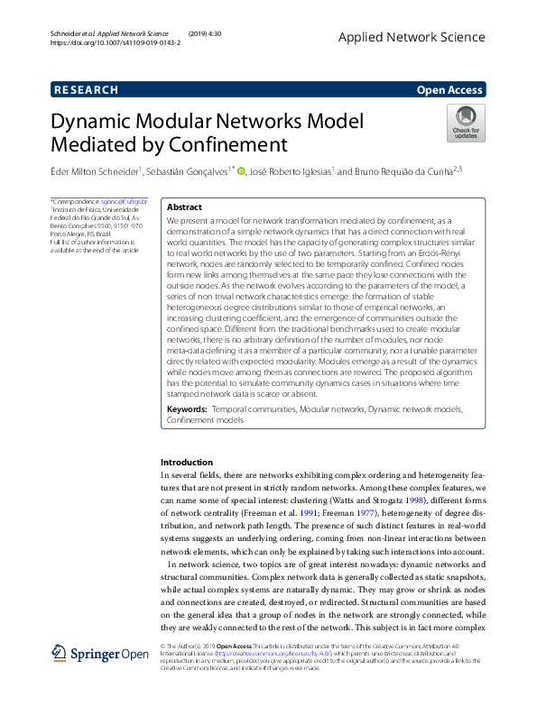 (PDF) Dynamic Modular Networks Model Mediated by Confinement
