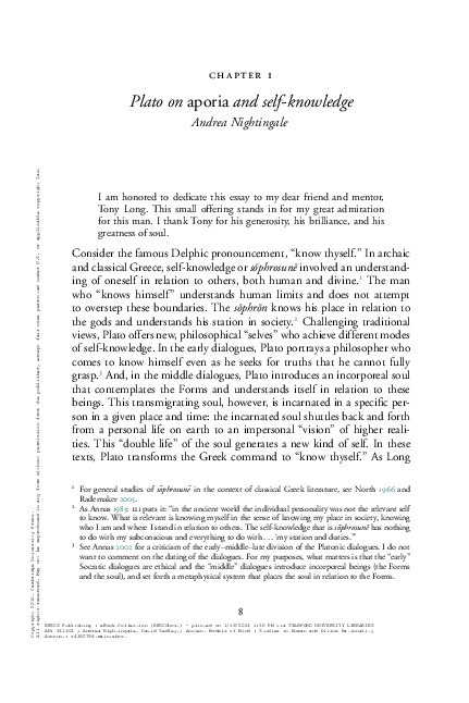 (PDF) Plato on aporia and self-knowledge