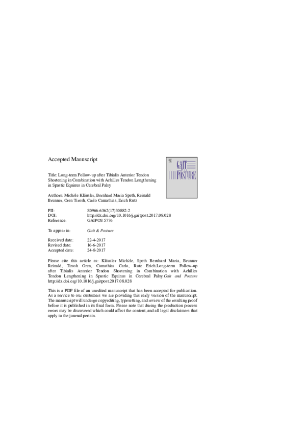 (PDF) Long-term follow-up after tibialis anterior tendon shortening in ...